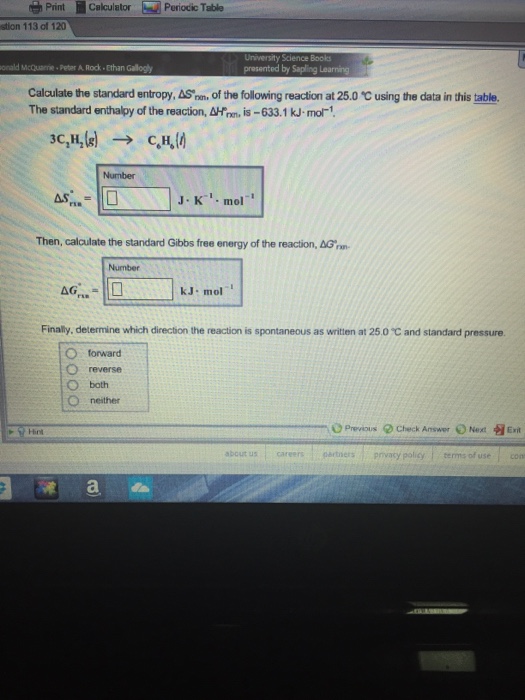 Solved Calculate the standard entropy, delta S degree_rxn of | Chegg.com