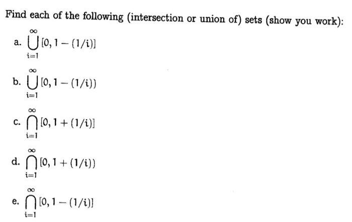 Solved Find each of the following (intersection or union of) | Chegg.com