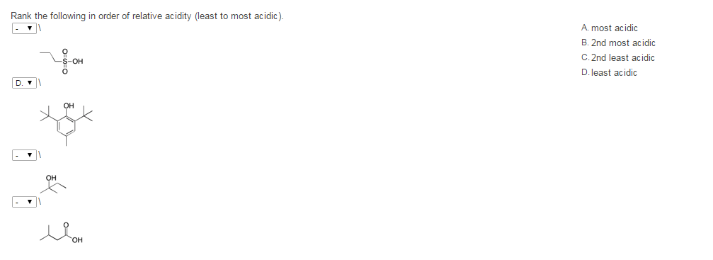 Solved Rank the following in order of relative acidity | Chegg.com