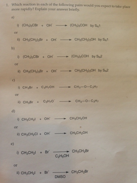 Solved Which reaction in each of the following pairs would | Chegg.com