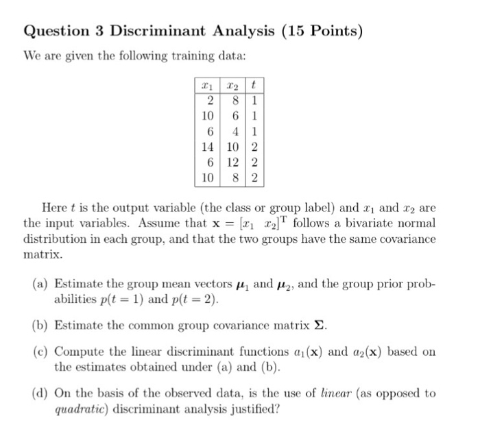 This is statictical pattern recognition problem .. | Chegg.com