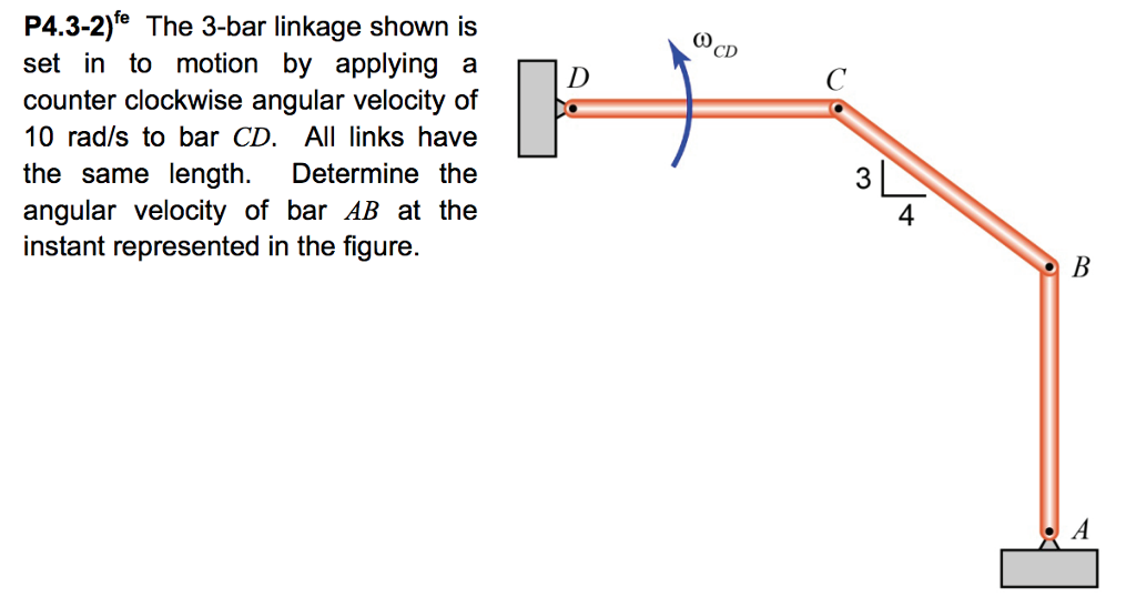 Solved The 3-bar linkage shown is set in to motion by | Chegg.com