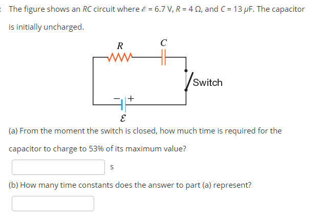 Solved The figure shows an RC circuit where epsilon = 6.7 V, | Chegg.com