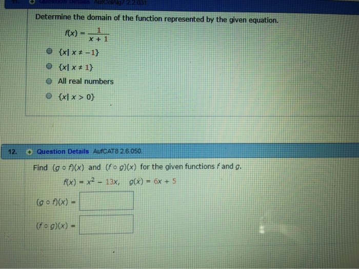 Solved Determine The Domain Of The Function Represented By