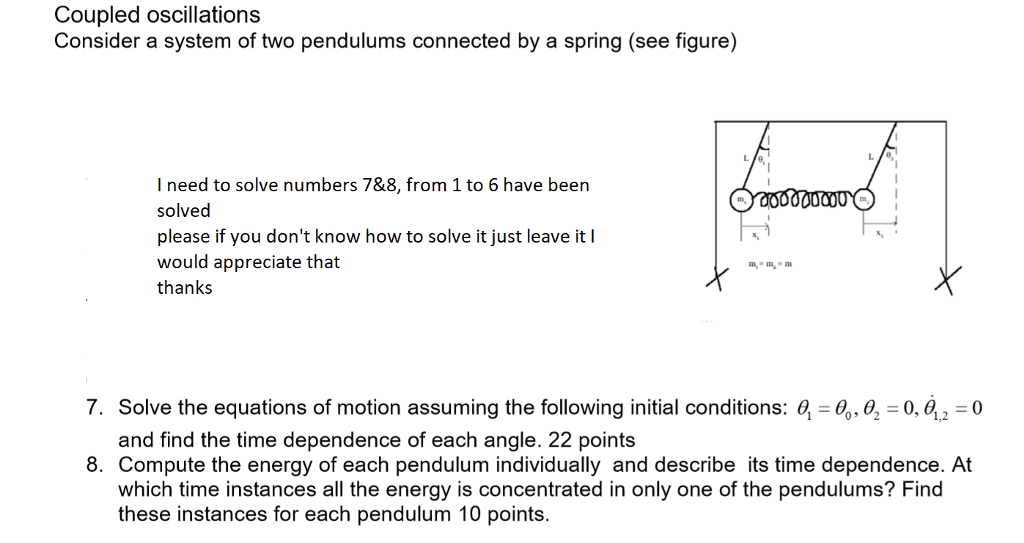 Solved Coupled oscillations Consider a system of two | Chegg.com