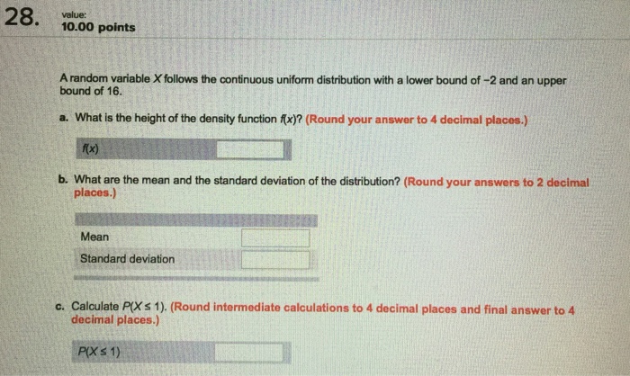 Solved A random variable X follows the continuous uniform | Chegg.com