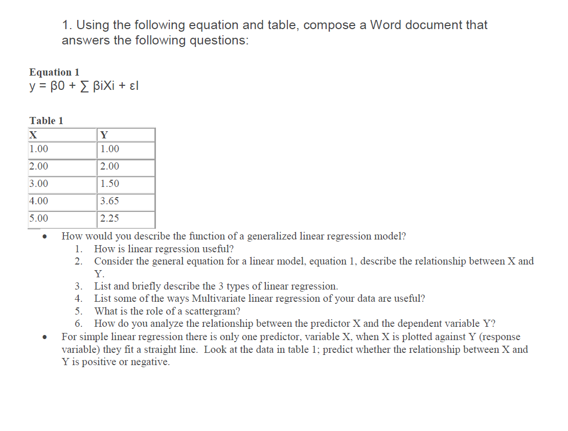 Solved Using the following equation and table, compose a | Chegg.com