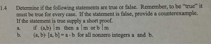 Solved Determine if the following statements are true or | Chegg.com