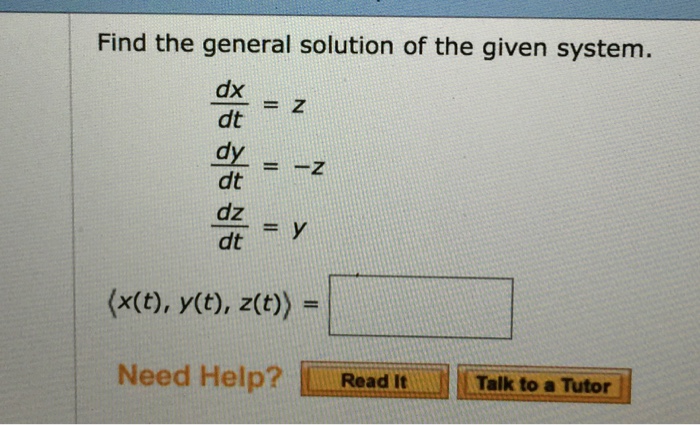 Solved Find the general solution of the given system. dx/dt | Chegg.com