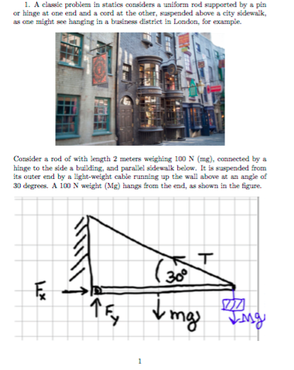 Solved 1. A classic problem in statics considers a uniform | Chegg.com