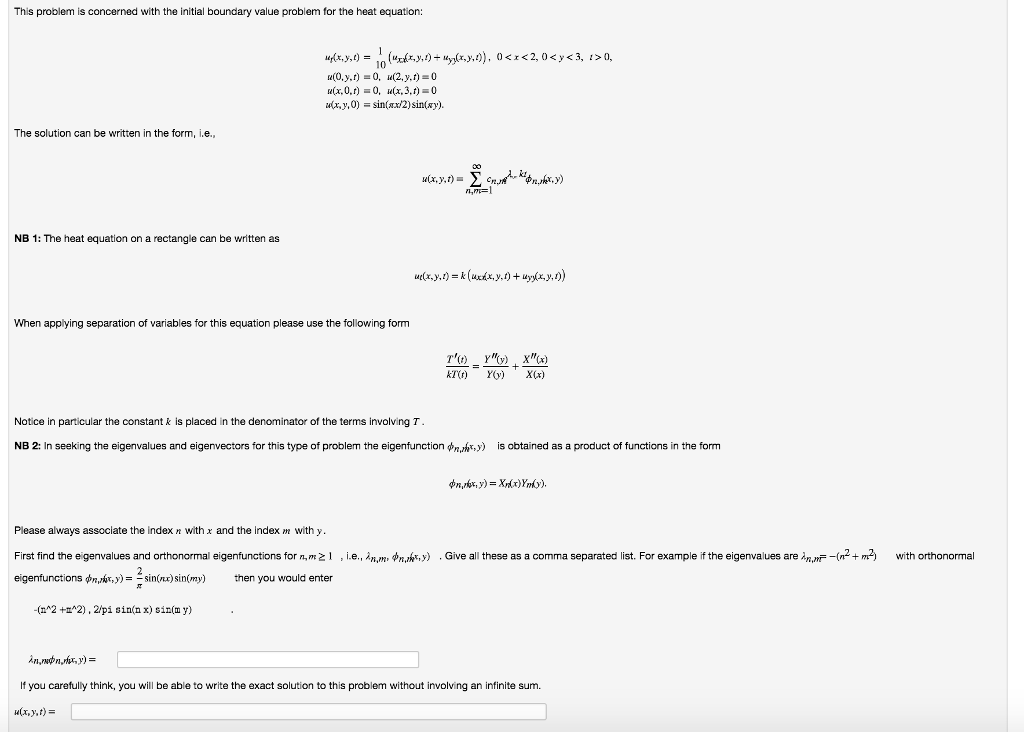 Solved This problem is concerned with the initial boundary | Chegg.com