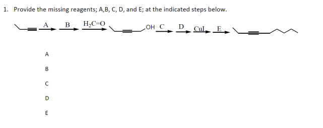 Solved Provide the missing reagents; A, B, C, D, and E; at | Chegg.com