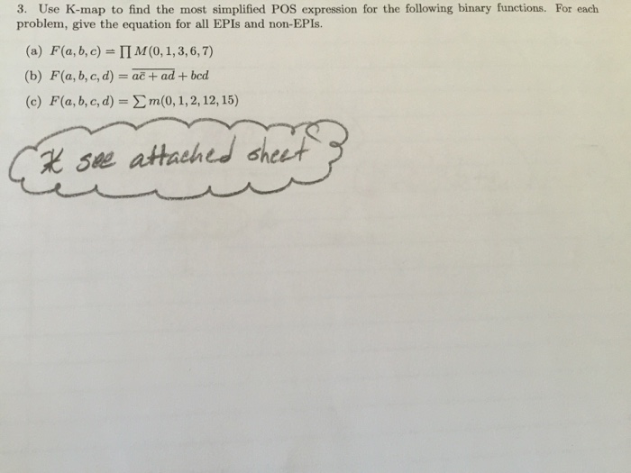 Solved 3. Use K-map to find the mo8t simplified POS | Chegg.com