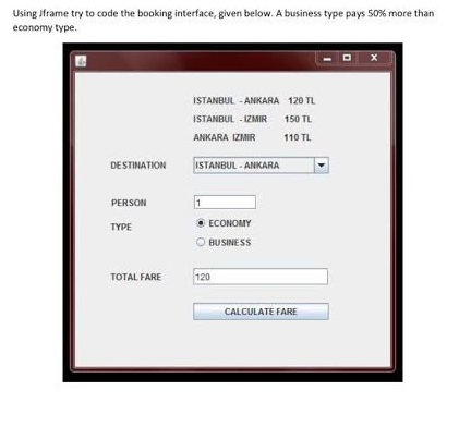 Solved Using jframe try to code the booking interface, given | Chegg.com
