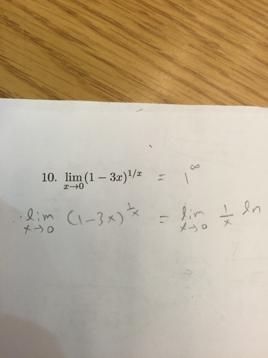 Solved 10. lim (1 -3r) 1/r | Chegg.com