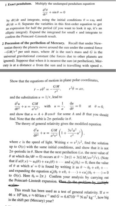 Solved Multiply the undamped pendulum equation d^2 | Chegg.com
