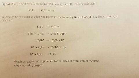 Solved The thermal decomposition of ethane into ethylene and | Chegg.com