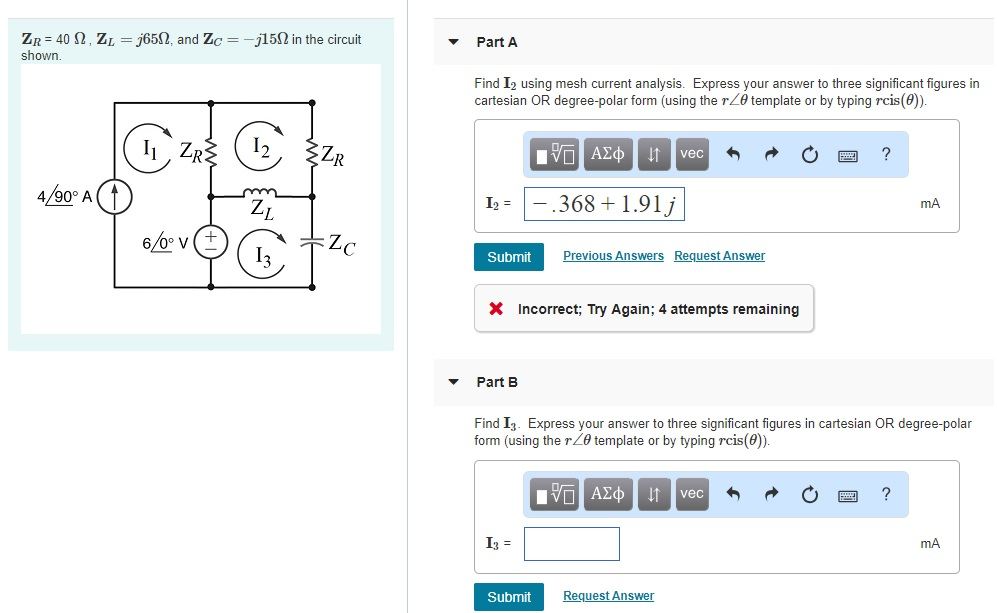 Solved Zp-40 ? , ZL-: J65f2 , and Zc _ _jl5? in the circuit | Chegg.com