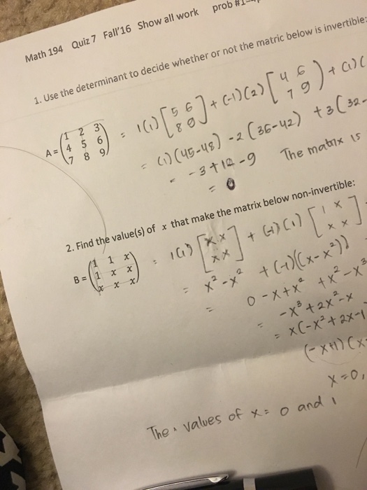 Solved Use the determinant to decide whether or not the | Chegg.com
