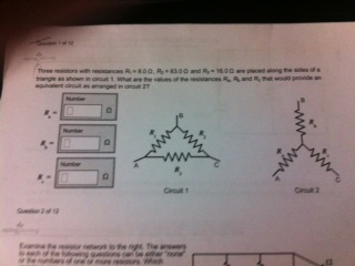 Solved 1. Three resistors with resistances R1 = 8.0 ?, R2 = | Chegg.com