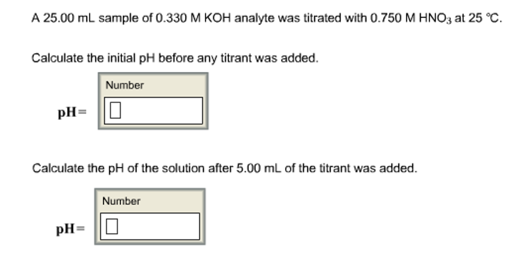 Solved A 25.00 mL sample of 0.330 M KOH analyte was titrated | Chegg.com