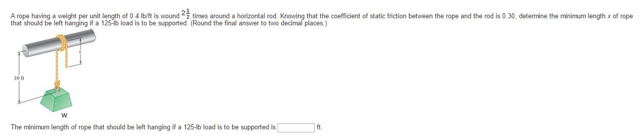 Solved A rope having a weight per unit length of 0.4 lb/ft | Chegg.com