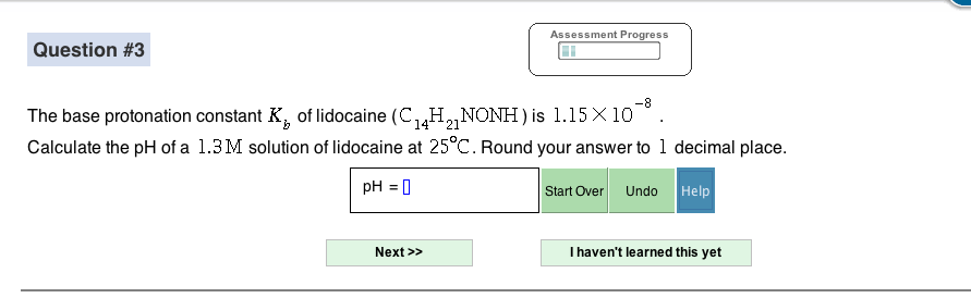 Solved The base protonation constant Kb of lidocaine | Chegg.com