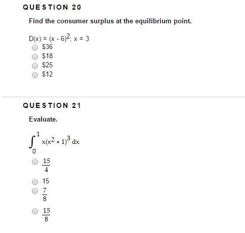 Solved Find the consumer surplus at the equilibrium point. | Chegg.com