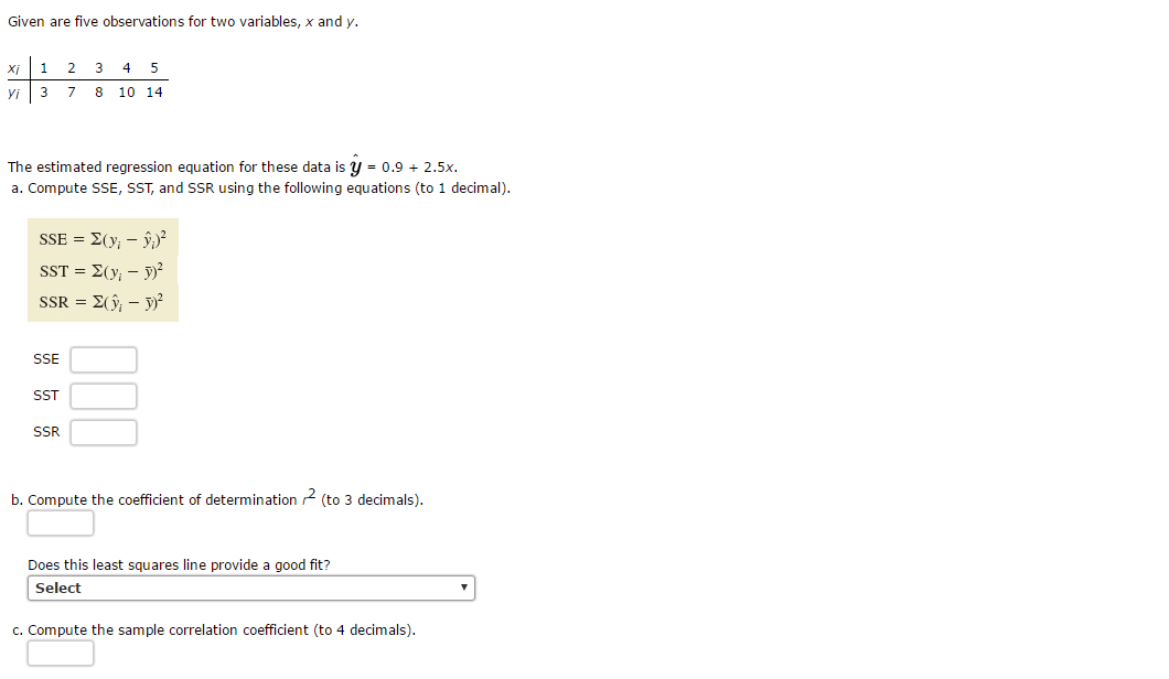 Solved Given Are Five Observations For Two Variables X And
