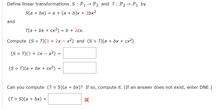 Solved Define linear transformations S : ??1 ? ??2 | Chegg.com