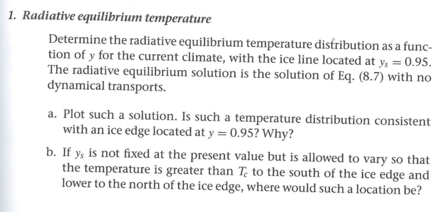 Solved 1. Radiative equilibrium temperature Determine the | Chegg.com