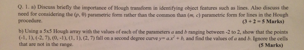 Solved Discuss briefly the importance of Hough transform in | Chegg.com
