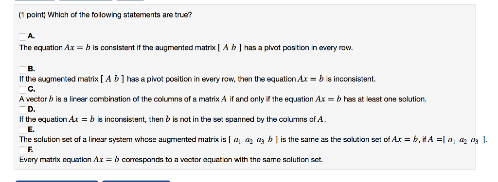 Solved Which of the following statements are true? A. The | Chegg.com