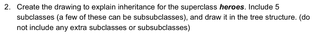 Solved 2. Create the drawing to explain inheritance for the | Chegg.com