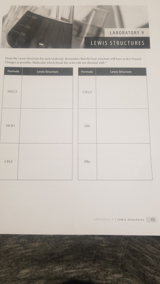 Solved 300 200 LABORATORY 9 LEWIS STRUCTURES Draw the Lewis | Chegg.com