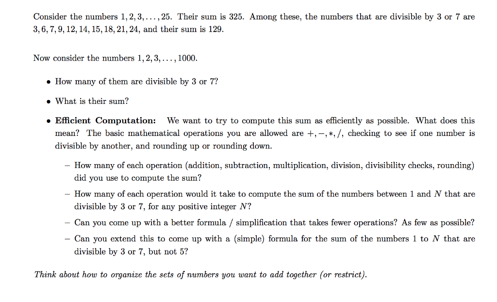 Solved Consider the numbers 1,2,3,..., 25. Their sum is 325. | Chegg.com