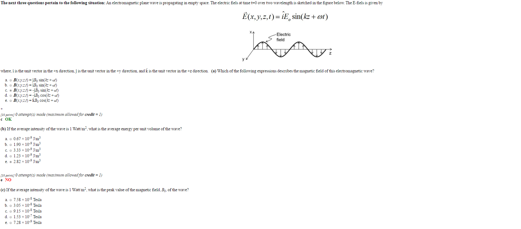 Solved An electromagnetic plane wave is propagating in empty | Chegg.com