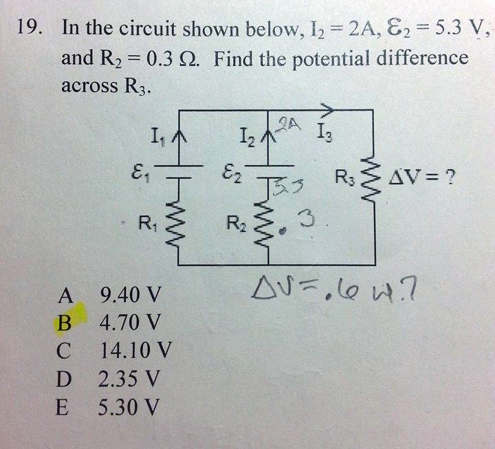 Solved In the circuit shown below, I2=2A, E2=5.3V, R2 =0.3 | Chegg.com