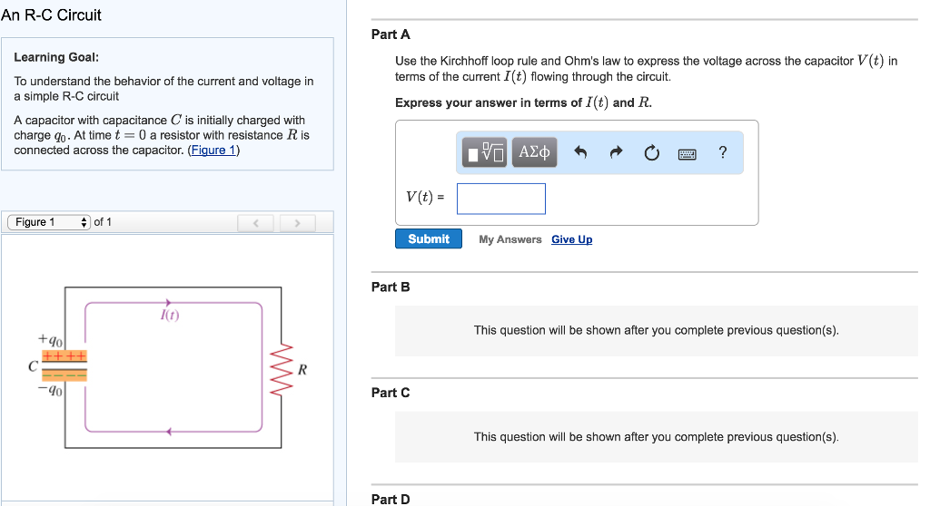 Solved An R-C Circuit Part A Learning Goal: Use the | Chegg.com