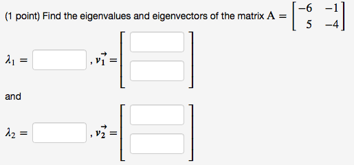 Solved (1 point) Find the eigenvalues and eigenvectors of | Chegg.com