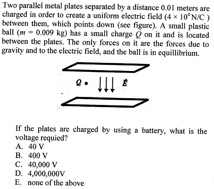 Solved Two parallel metal plates separated by a distance | Chegg.com
