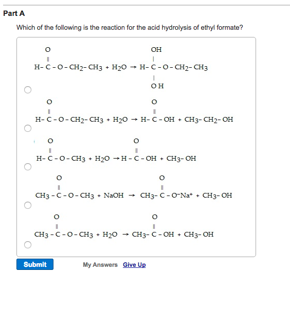 Solved Which of the following is the reaction for the acid | Chegg.com