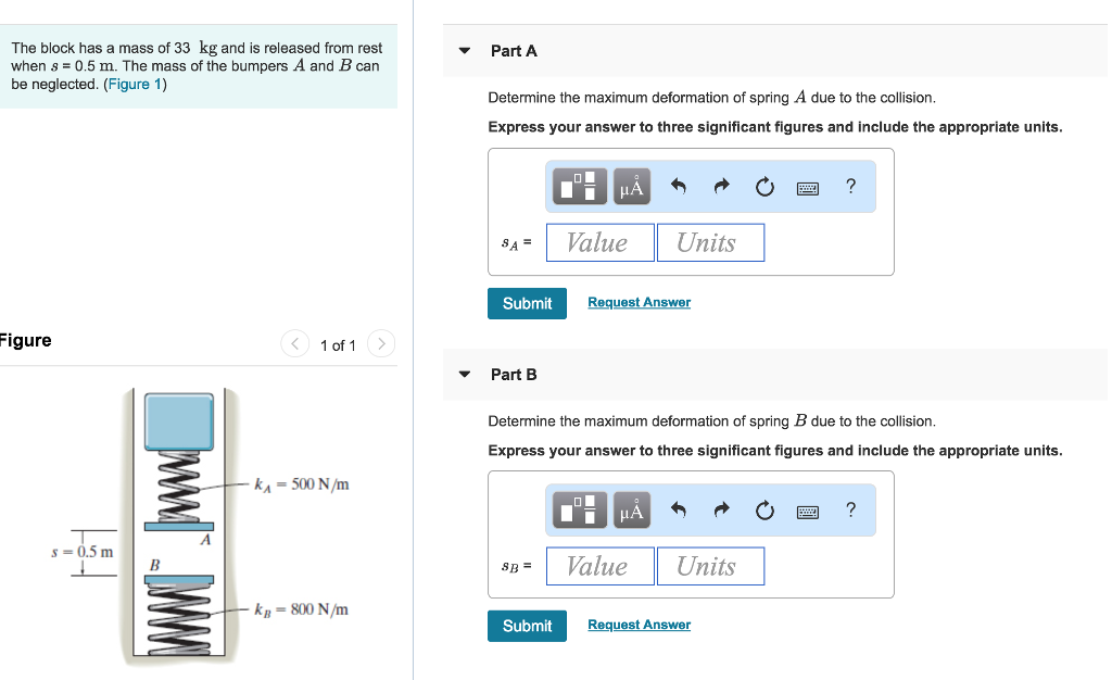 Solved The block has a mass of 33 kg and is released from | Chegg.com