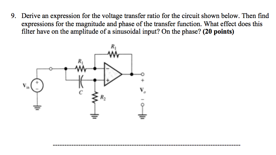 Solved Derive an expression for the voltage transfer ratio | Chegg.com