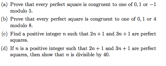 Solved (a) Prove that every perfect square is congruent to | Chegg.com