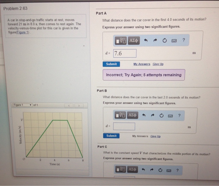 Solved A car in stop-and-go traffic starts at rest, moves | Chegg.com
