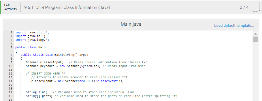 9.6 Ch 9 Program: Class Information (Java) In this | Chegg.com