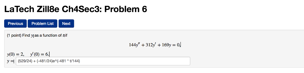 Solved La Tech Zill8e Ch4Sec3: Problem 1 Previous Problem | Chegg.com