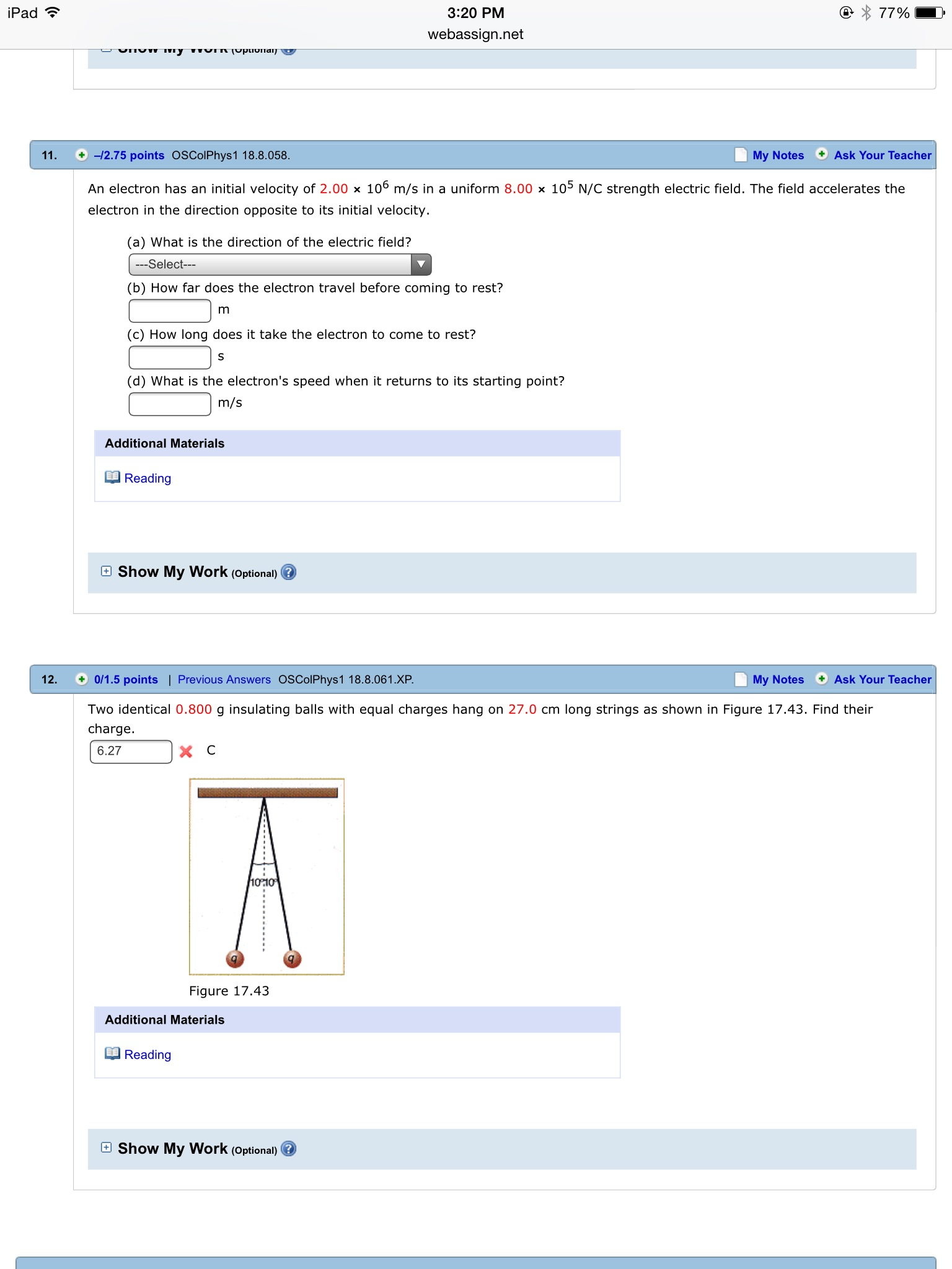 Solved An Electron Has An Initial Velocity Of 2 00 Times