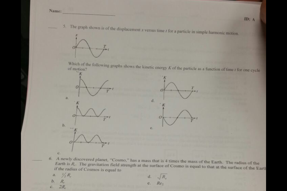 Solved The graph shown is of the displacement x versus time | Chegg.com